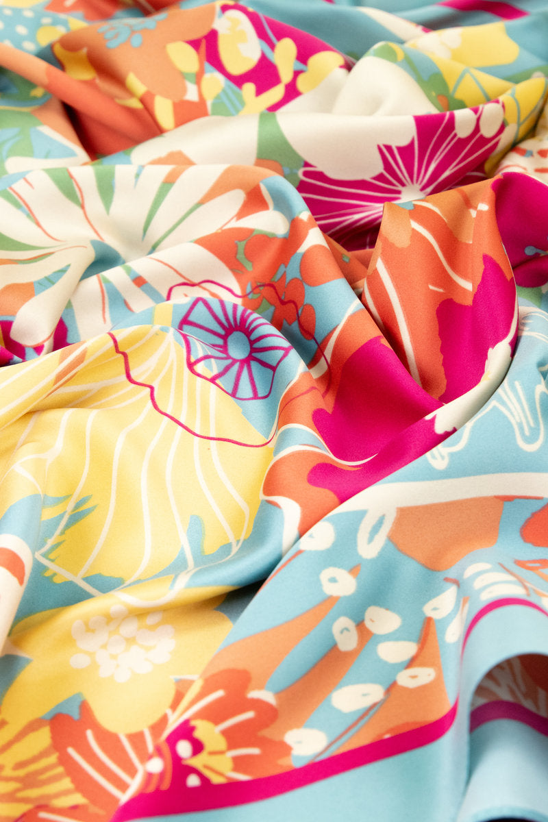 Modern Floral Satin Square - Powder Design – Jungle Bird